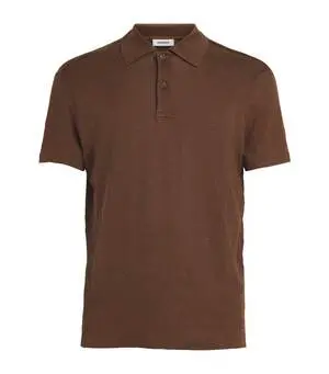 Sandro Linen Polo Shirt - Brown