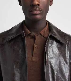 Sandro Linen Polo Shirt - Brown
