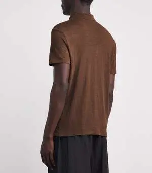 Sandro Linen Polo Shirt - Brown