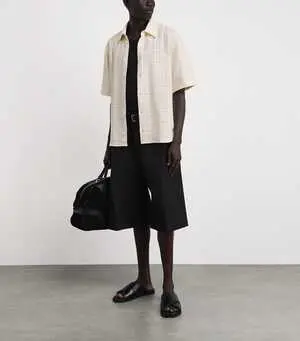 WON HUNDRED Cotton-blend Check Short-sleeve Shirt - Ivory