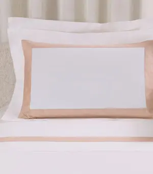 Frette Cotton Breeze Border Oxford Pillowcase - Pink