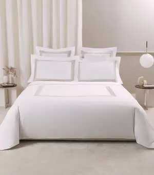 Frette Cotton Breeze Border King Duvet Cover - Grey