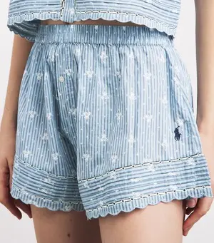 Polo Ralph Lauren Cotton Floral Stripe Pyjama Set - Blue