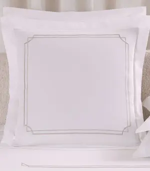 Frette Layering Embroidery Euro Pillow Sham - Beige