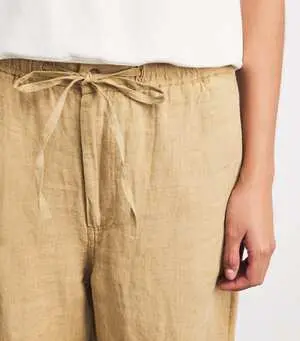 Polo Ralph Lauren Linen Drawstring Wide-leg Trousers - Beige