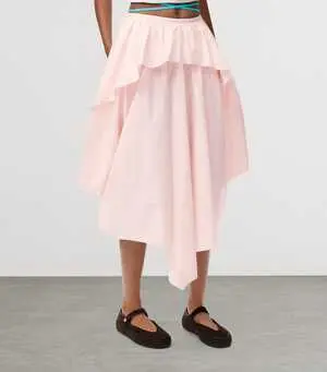 Loewe X Paula's Ibiza Cotton Draped Midi Skirt - Pink