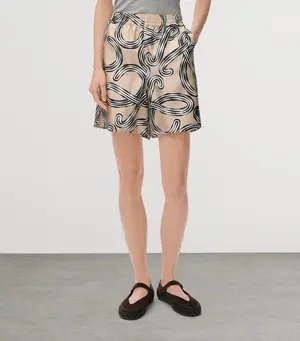 Loewe X Paula's Ibiza Silk Anagram Shorts - Beige