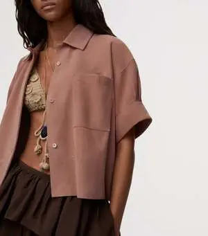 Loewe X Paula's Ibiza Suede Short-sleeve Shirt - Pink