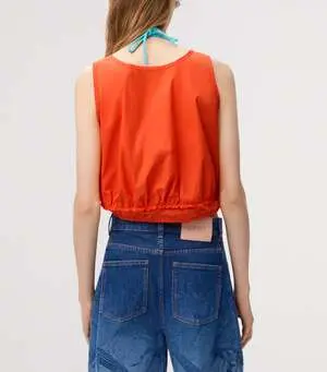 Loewe X Paula's Ibiza Cotton-blend Sleeveless Crop Top - Orange