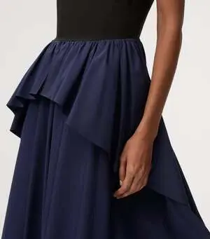 Loewe Cotton Asymmetric Midi Dress - Navy