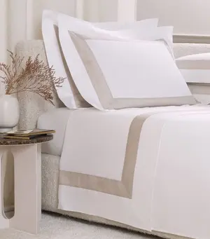 Frette Cotton Breeze Border King Flat Sheet Set - Grey