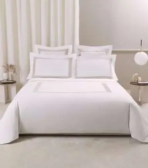 Frette Cotton Breeze Border King Flat Sheet Set - Grey