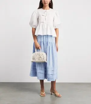 DÔEN Organic Cotton Stripe Marceline Maxi Skirt - Blue