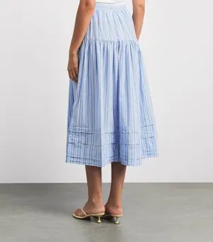 DÔEN Organic Cotton Stripe Marceline Maxi Skirt - Blue