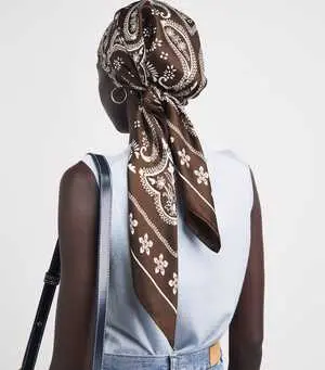 Sandro Silk Printed Bandana - Brown