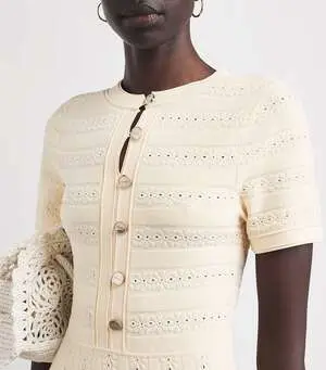 Sandro Knitted Button-up Mini Dress - Beige