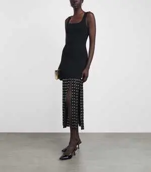 Sandro Knitted Fringe Midi Dress