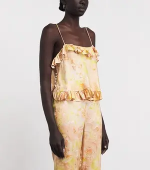 Sandro Satin Floral Print Cami Top - Pink