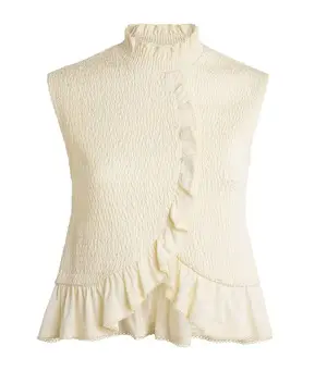 Sandro Ruffled Smock Sleeveless Top