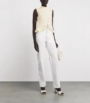 Sandro Ruffled Smock Sleeveless Top