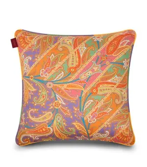 Etro Cotton Satin Yaara Cushion - Orange