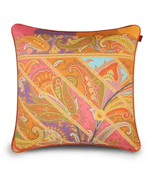 Etro Cotton Satin Yaara Cushion - Orange