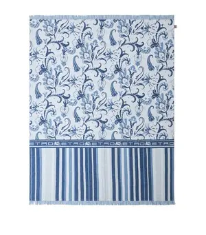 Etro Wool-cotton Jacquard Farley Throw - Blue