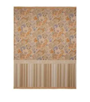 Etro Wool-cotton Jacquard Farley Throw - Beige