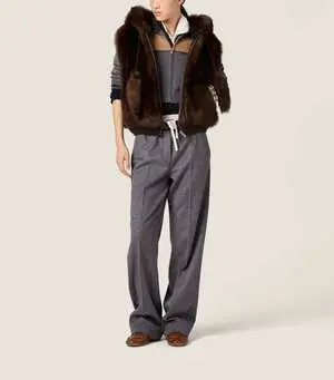 Miu Miu Shearling Hooded Gilet - Brown