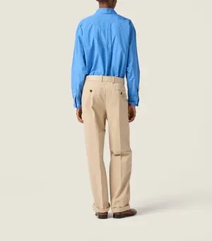 Miu Miu Cotton Gabardine Pleated Trousers