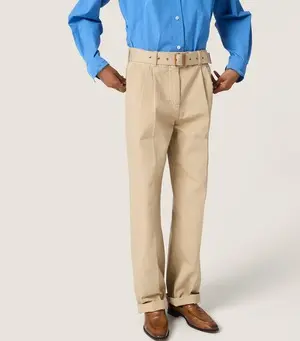 Miu Miu Cotton Gabardine Pleated Trousers