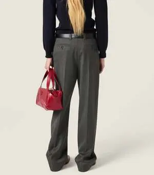 Miu Miu Wool Straight Trousers - Grey