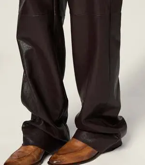 Miu Miu Leather Trousers - Brown