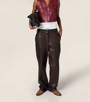 Miu Miu Leather Trousers - Brown