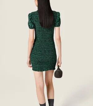 Miu Miu Floral Silk Crepe De Chine Mini Dress - Green