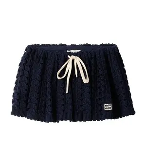 Miu Miu Crochet Drawstring Mini Skirt
