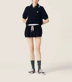 Miu Miu Crochet Drawstring Mini Skirt