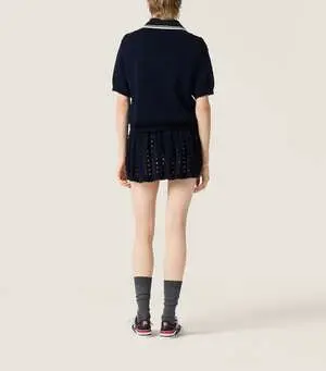 Miu Miu Crochet Drawstring Mini Skirt