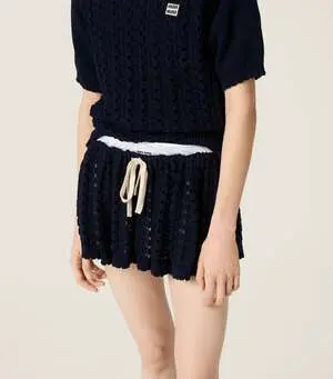 Miu Miu Crochet Drawstring Mini Skirt