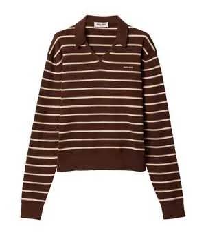 Miu Miu Cotton-blend Striped Polo Sweater
