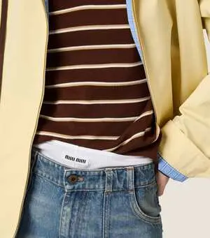 Miu Miu Cotton-blend Striped Polo Sweater