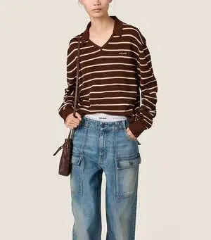 Miu Miu Cotton-blend Striped Polo Sweater