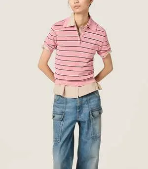 Miu Miu Stretch-cotton Striped Polo Shirt