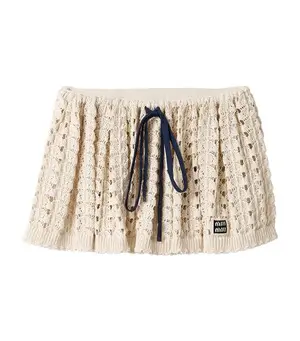 Miu Miu Cotton Openwork-knit Mini Skirt