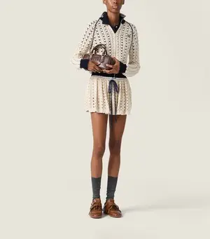 Miu Miu Cotton Openwork-knit Mini Skirt