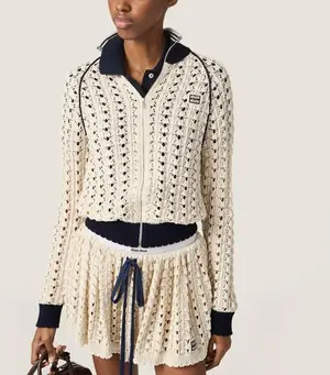 Miu Miu Cotton Openwork-knit Mini Skirt