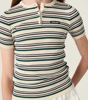 Miu Miu Striped Henley Top