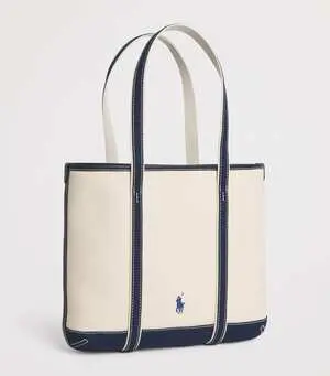 Polo Ralph Lauren Small Canvas Polo Bear Tote Bag - Ivory