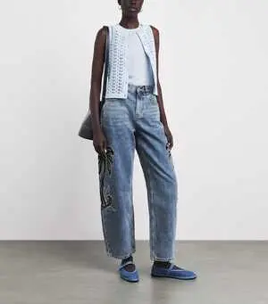 Sandro Embroidered Barrel Jeans