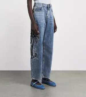Sandro Embroidered Barrel Jeans